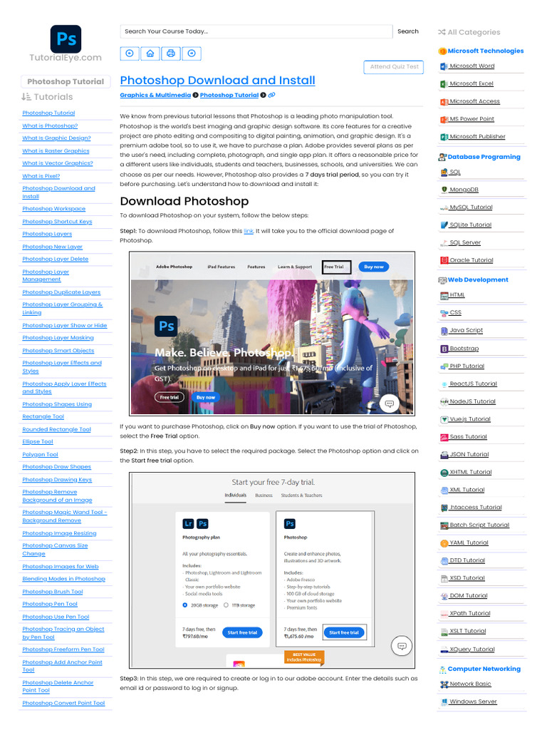 TutorialEye - Photoshop Download and Install | PDF | Adobe Photoshop | Image Editing