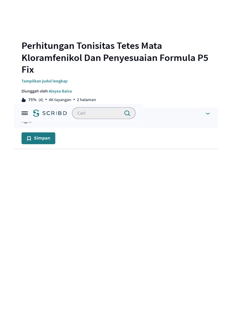 Perhitungan Tonisitas Tetes Mata Kloramfenikol Dan Penyesuaian Formula ...