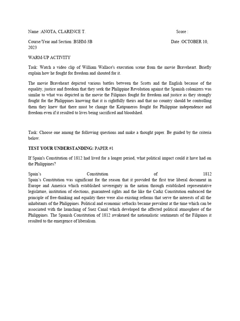 Assignment 2 in Rizal Life and Works | PDF