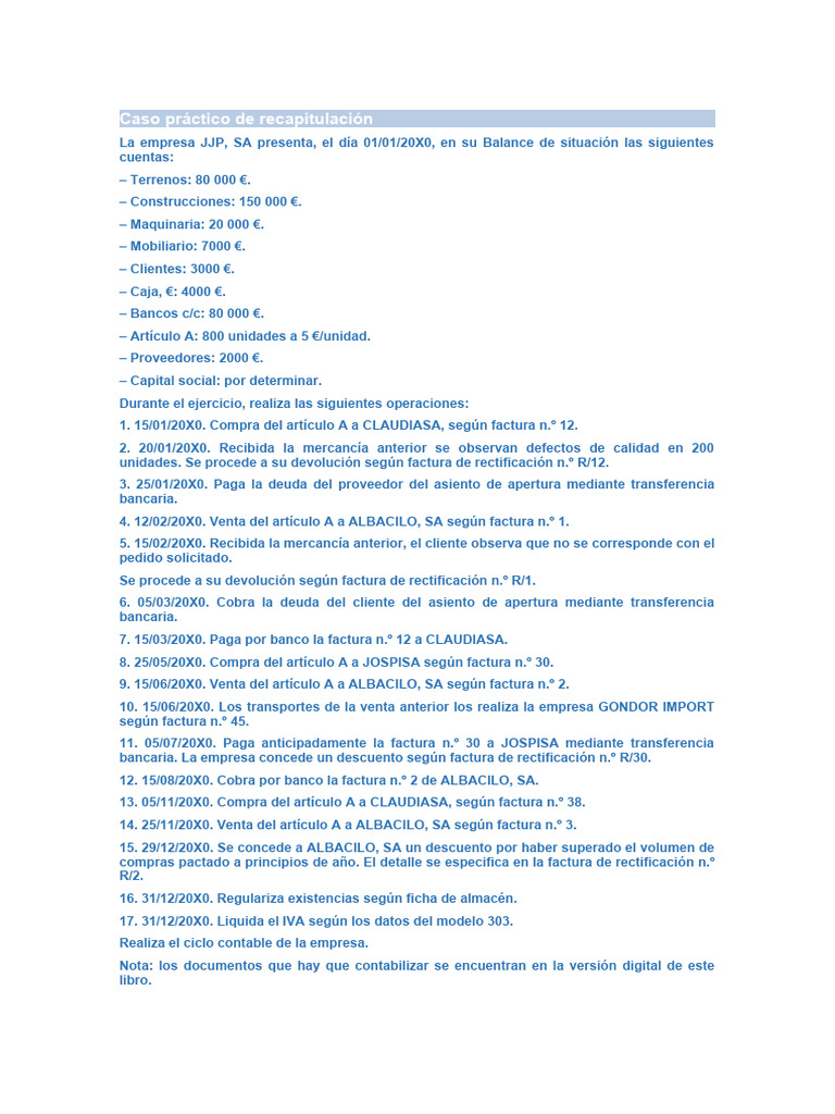 Caso Práctico de Recapitulación Enunciado 2023 | PDF