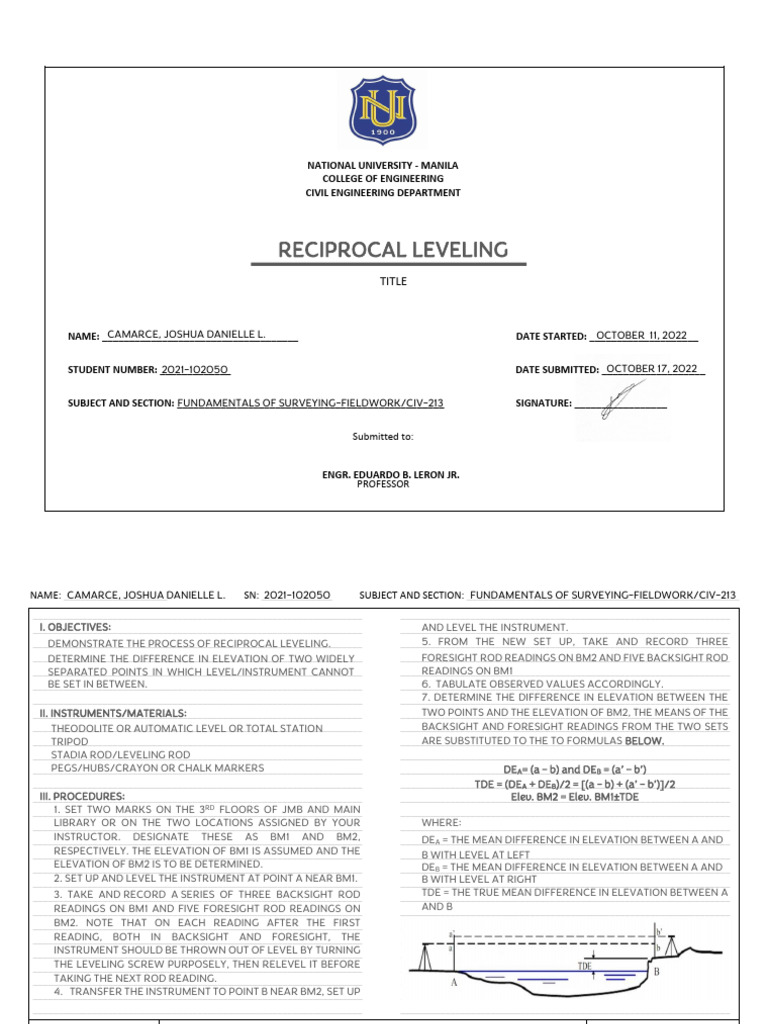 Camarce Civ213 Plate-5 Reciprocal-Leveling | PDF