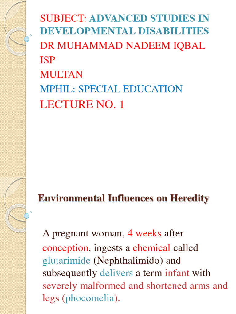 Developmental Disabilities Lecture 1 | PDF | Attention Deficit ...