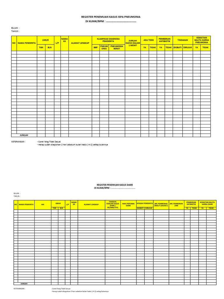 Form Kasus Ispa Pneumonia Diare | PDF