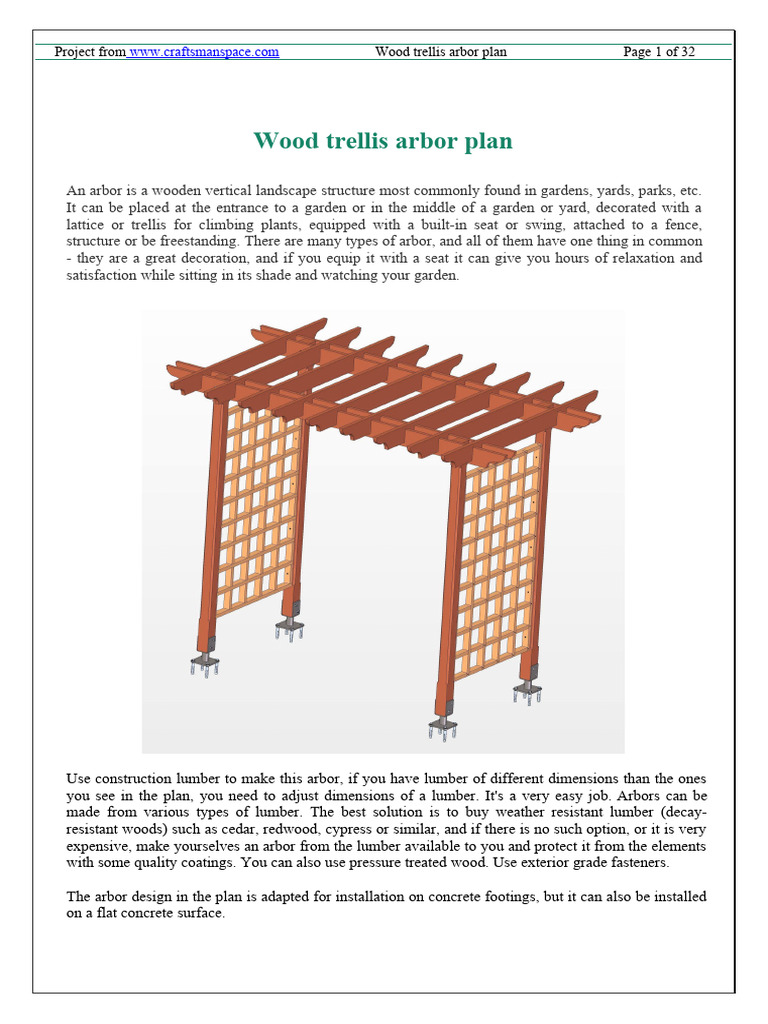 Wood Trellis Arbor | PDF | Screw | Lumber