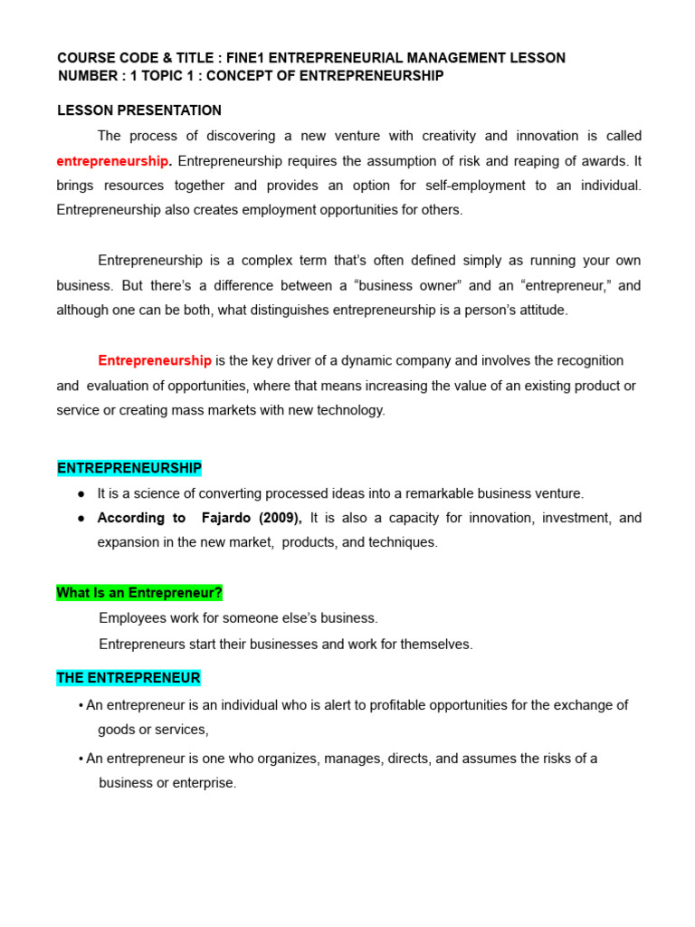 1 8 Entrep | PDF | Business