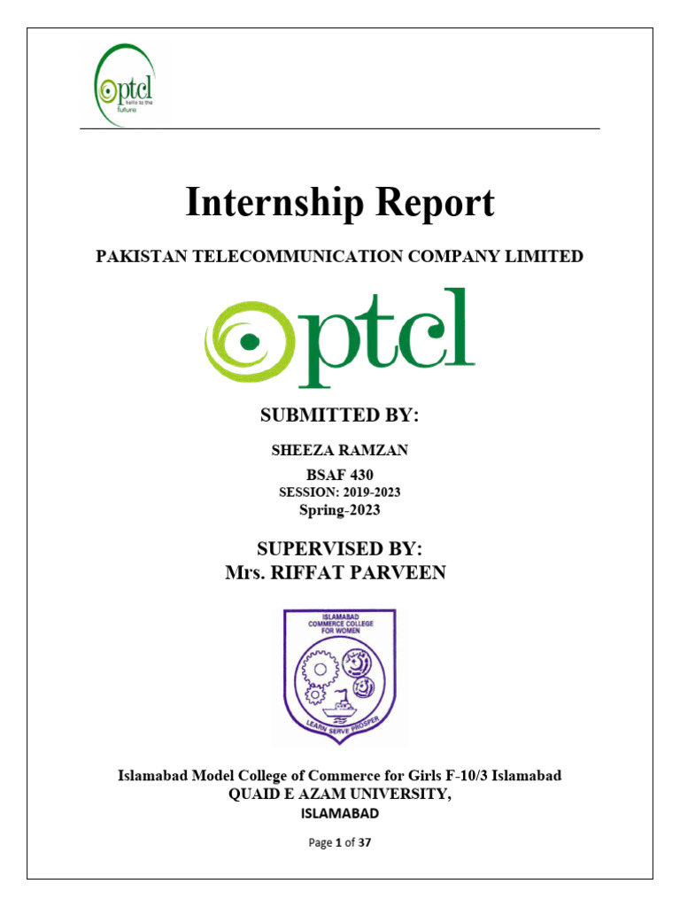 Sheeza PTCL Report | PDF | Business | Information And Communications Technology