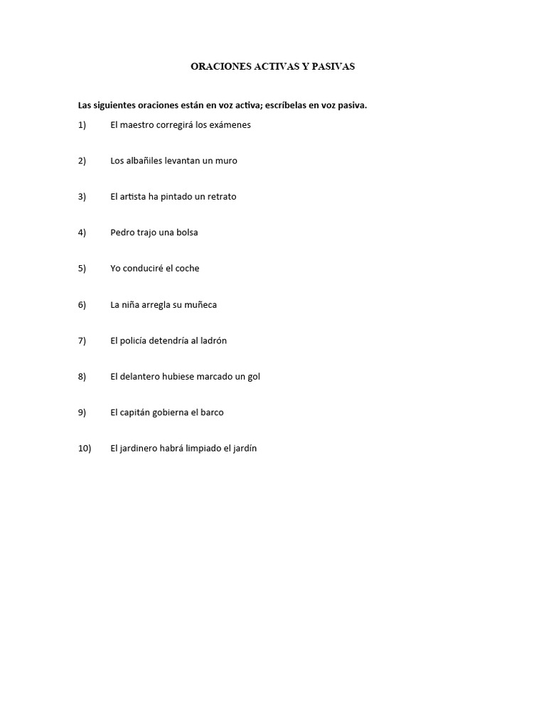 Oraciones Activas y Pasivas | PDF