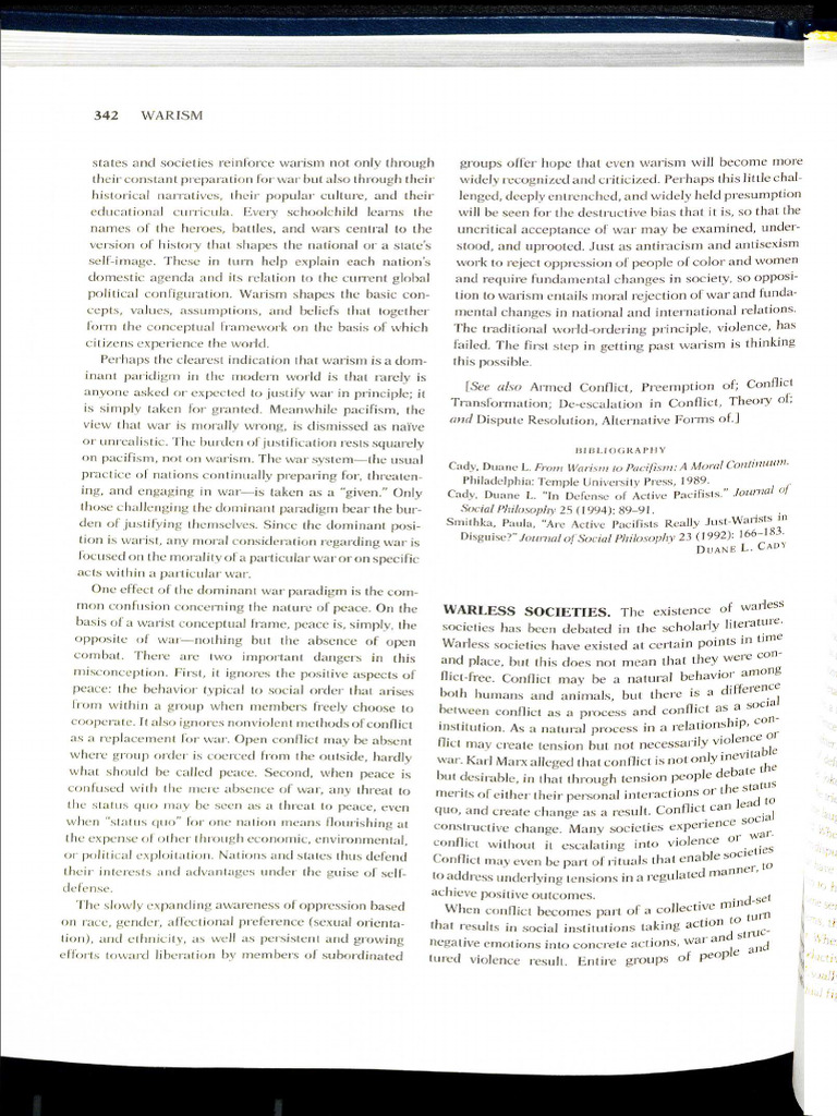 30.6 Vissing 2010 Warless Societies | PDF