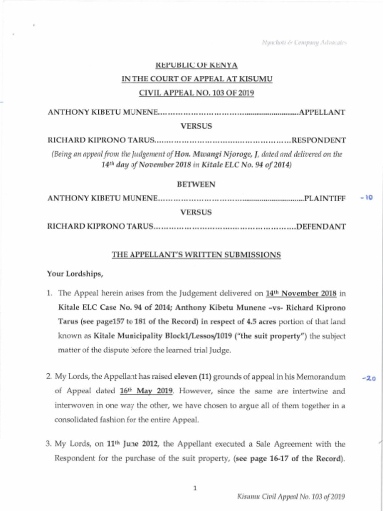 Appellant's Written Submissions | PDF