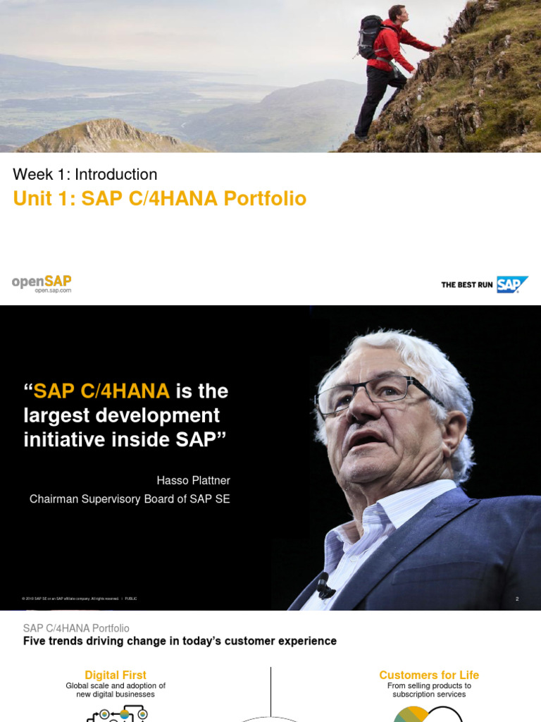 OpenSAP c4h4 Week 1 Unit 1 INTRO Presentation | PDF | Cloud Computing | Customer Experience