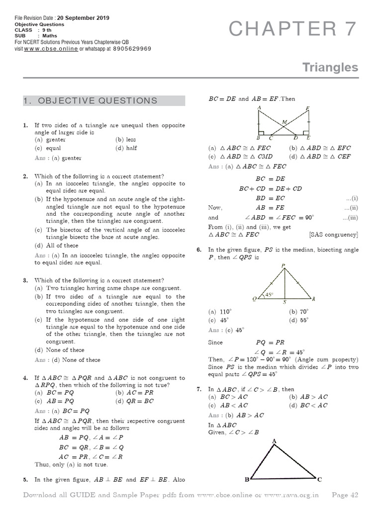 Triangles Mcqs | Download Free PDF | Triangle | Geometry