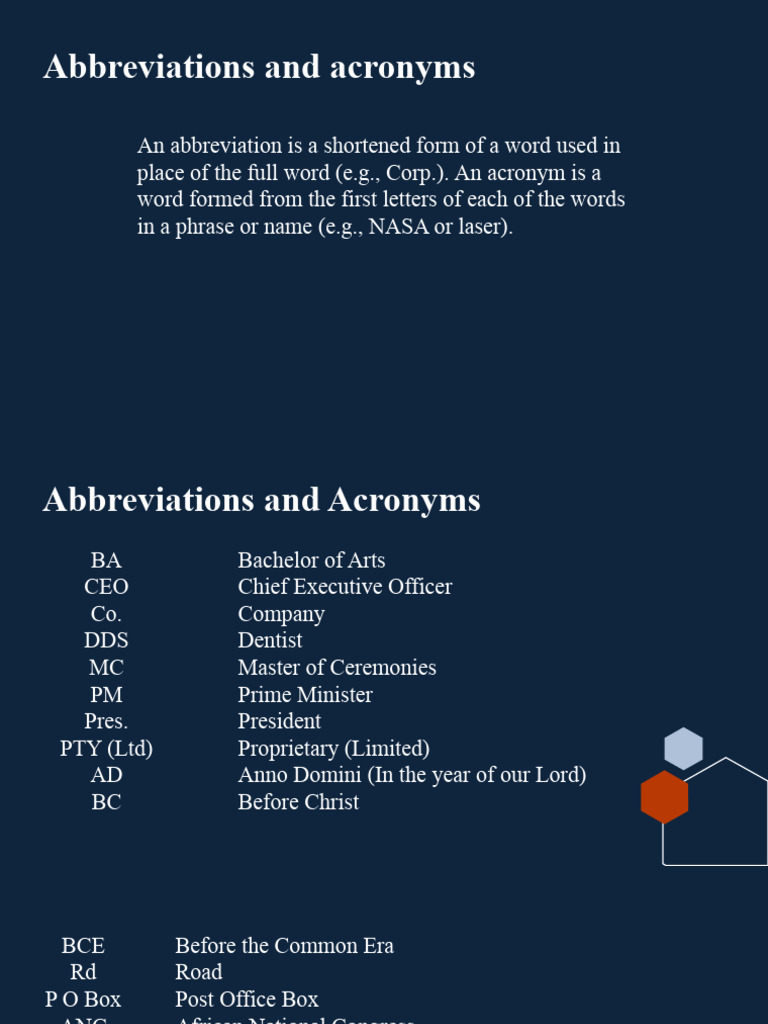 Abbreviations and Acronyms | PDF