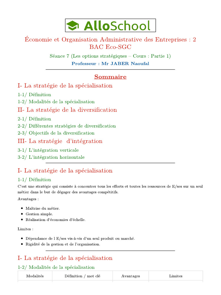 Seance 7 Les Options Strategiques Cours Partie 1 | PDF