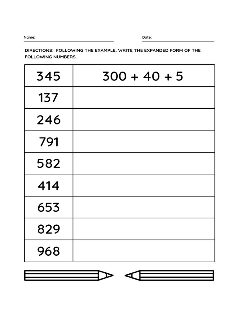 Math Expanded Form Worksheet | PDF