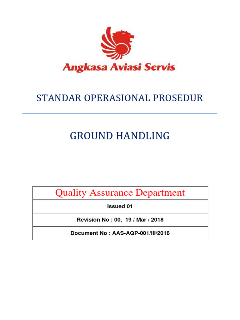 SOP Ground Handling AAS | PDF | Aviation | Transport