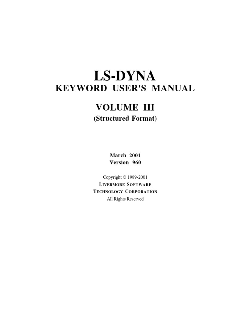 Ls-Dyna 960 Manual S | PDF | Business | Technology & Engineering