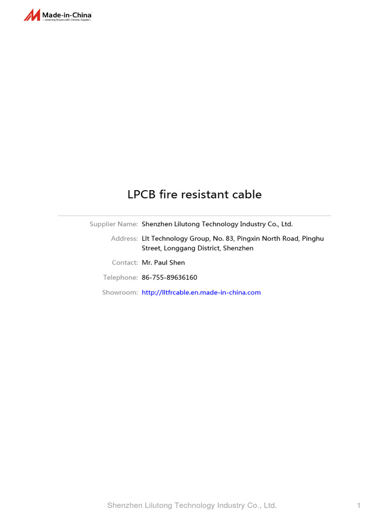 LPCB Fire Resistant Cable Supplier | PDF | Wire | Electromagnetism