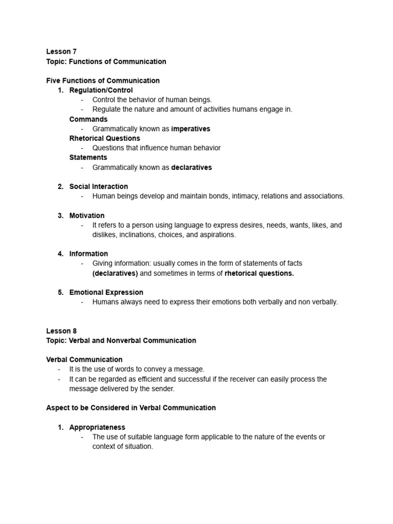 ORCOM Reviewer 7 8 | PDF | Communication | Nonverbal Communication