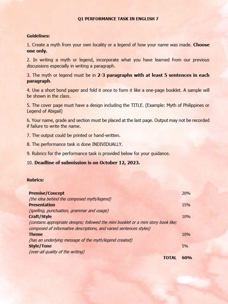 q1 Performance Task in English 7 | PDF