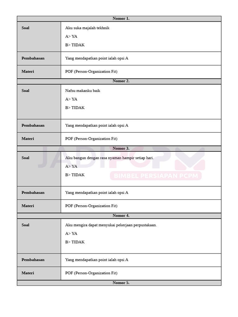 Soal POF PCPM | PDF