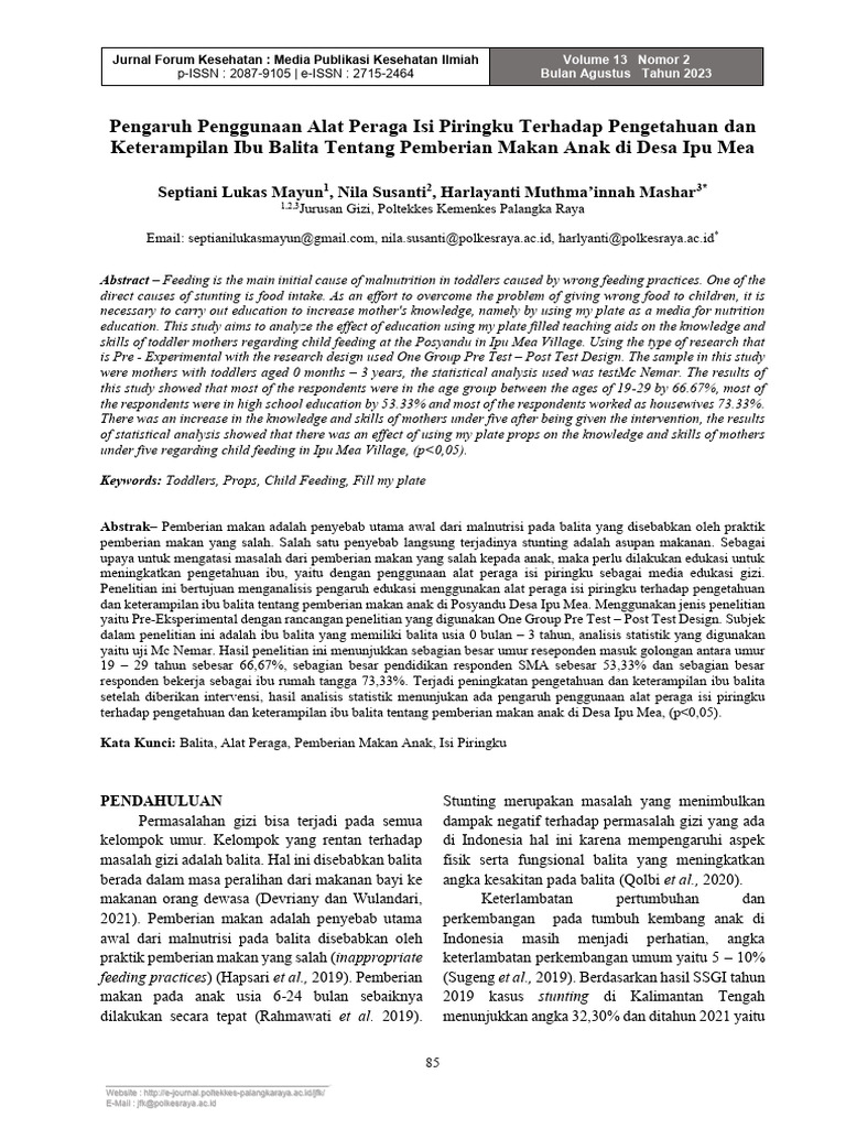 252-Article Text-845-1-10-20230930 | PDF | Perkembangan Manusia | Nutrisi