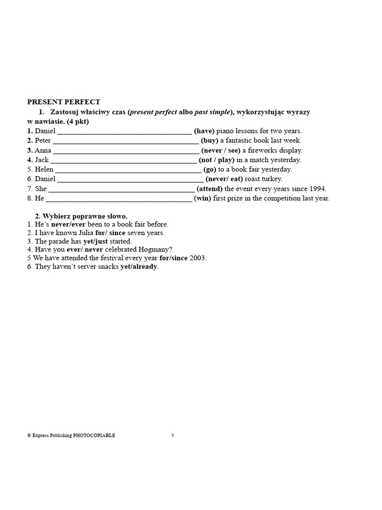 Present Perfect | PDF