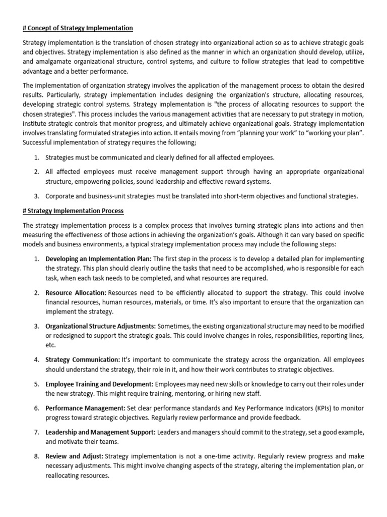Strategy Implementation Essentials | PDF | Strategic Management | Power ...