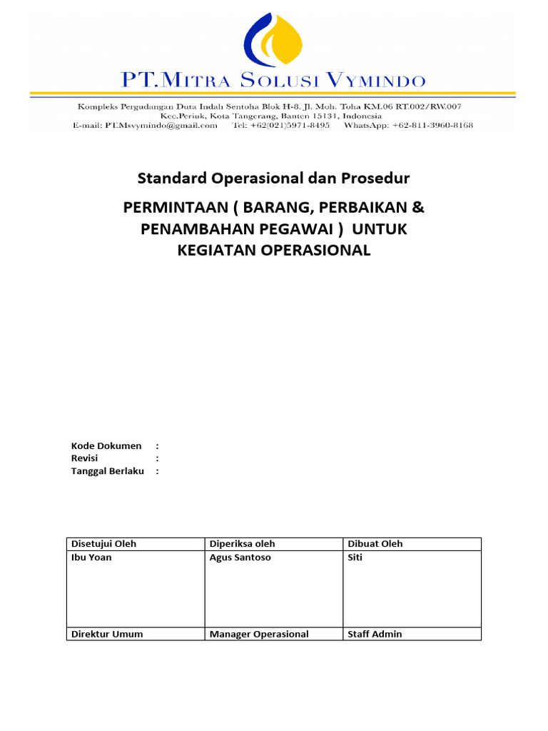 Sop Permintaan Barang, Perbaikan Dan Penambahan Pegawai | PDF | Bisnis