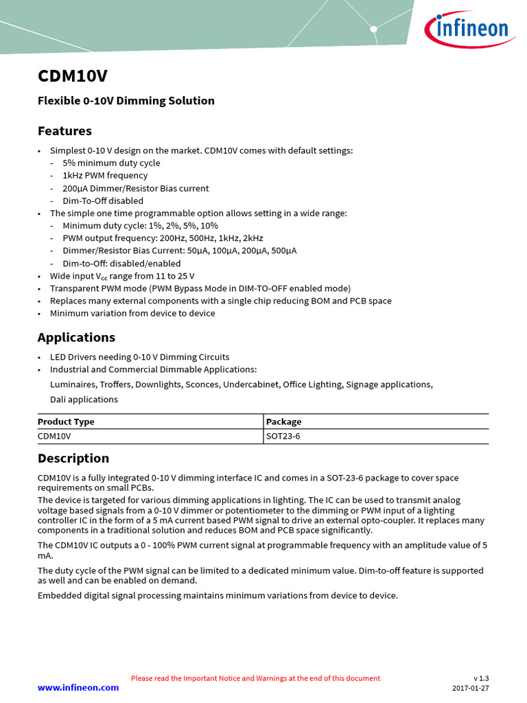 Infineon CDM10V DS v01 - 03 EN | PDF