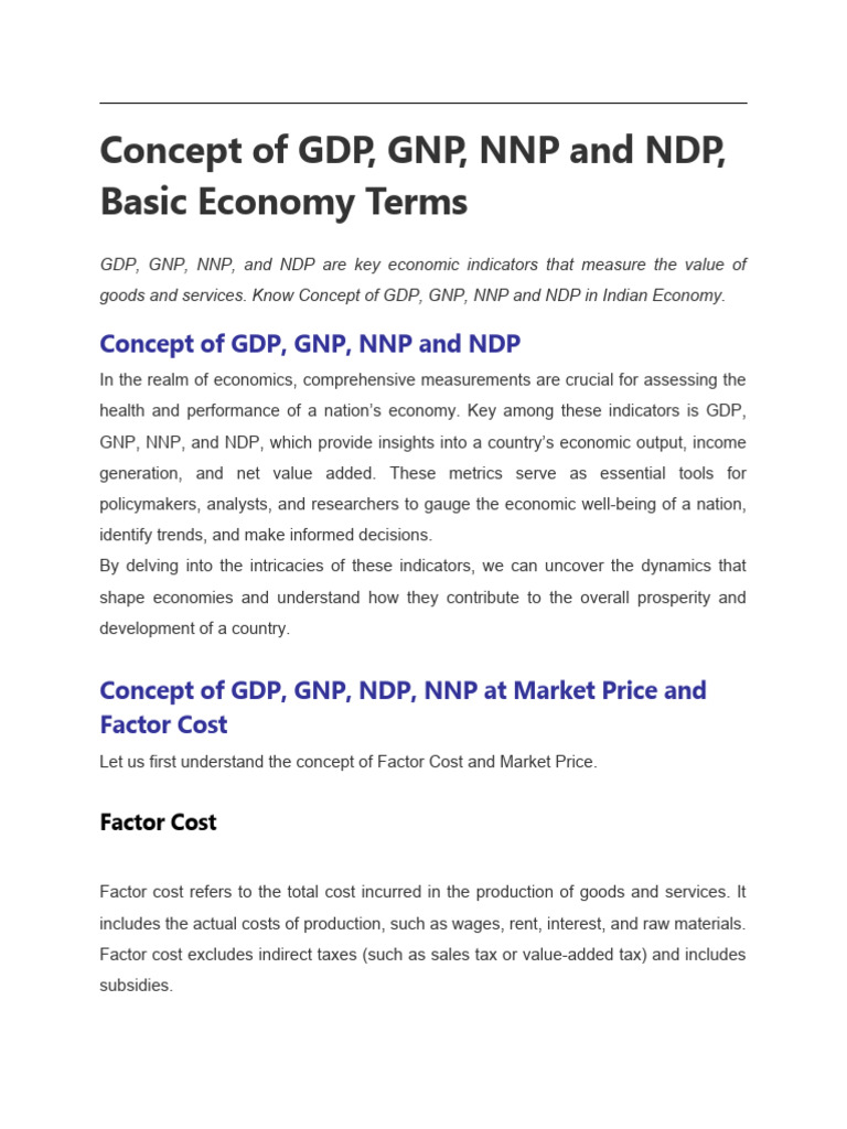 GDP, GNP, NNP | PDF | Gross Domestic Product | Value Added