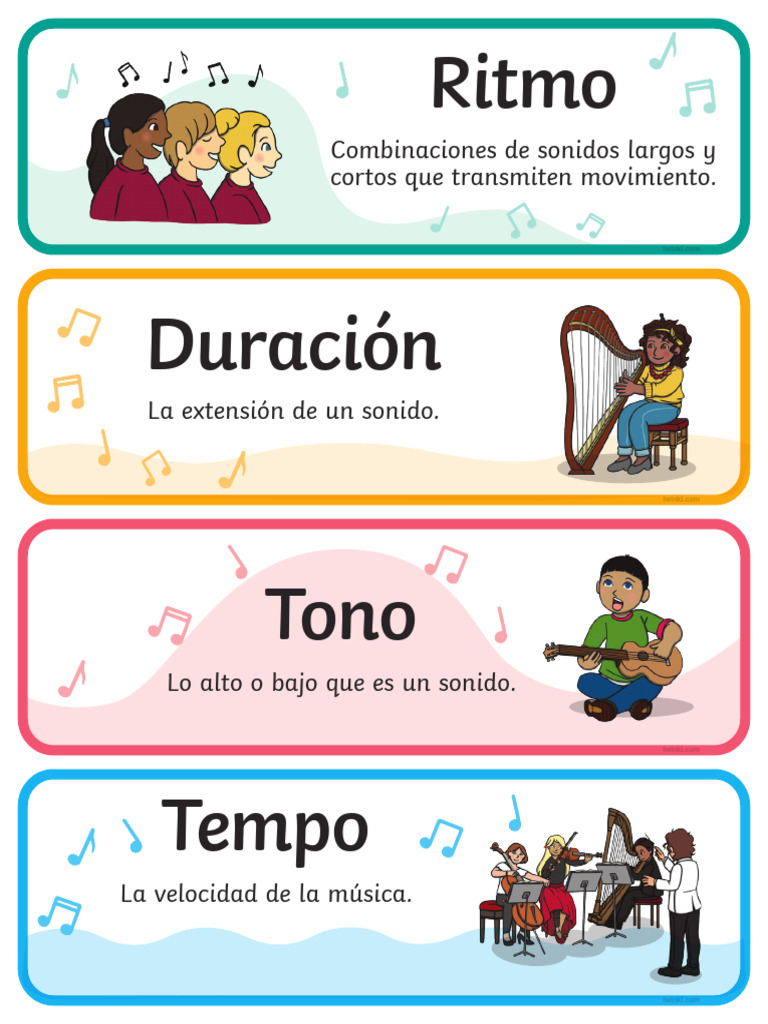 Tarjetas de Vocabulario Elementos Musicales | PDF