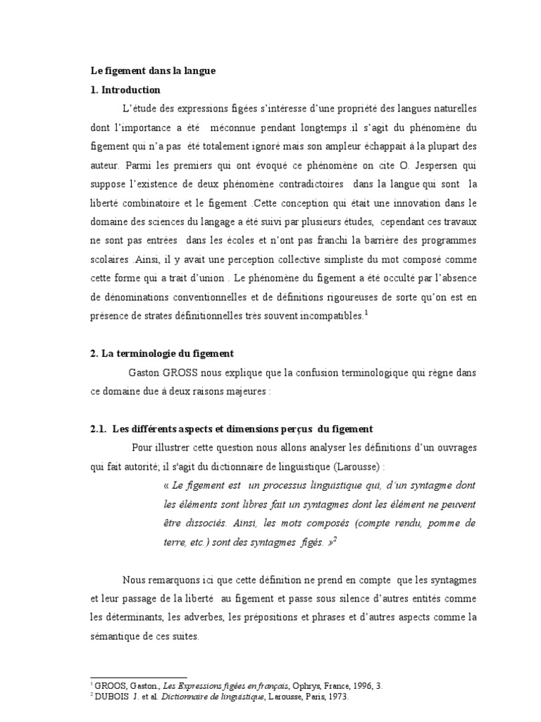 Figement Linguistique : Concepts et Terminologie | PDF | Sémantique ...