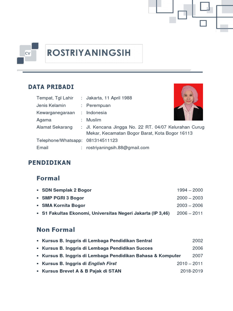 Curriculum Vitae - Rostriyaningsih Update 2023 | PDF