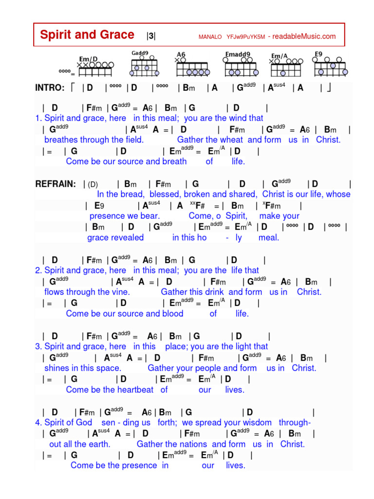 Spirit and Grace Hymn Lyrics | PDF