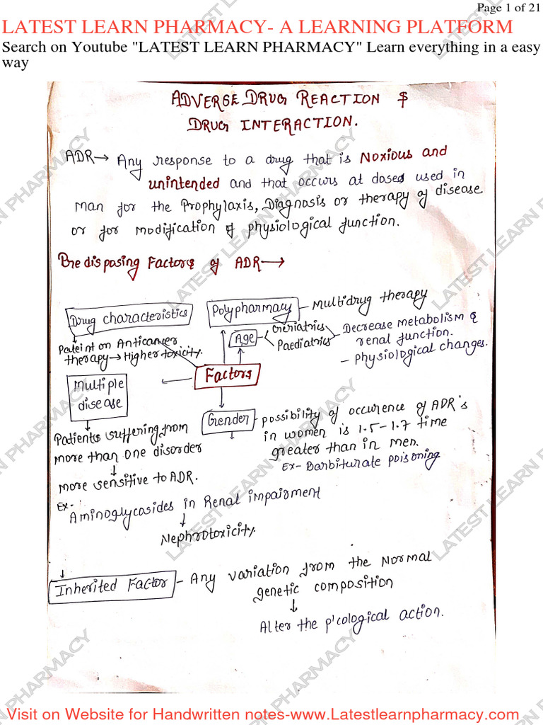 Adverse Drug Reaction Drug Interactions U 1 Pharmacy Practice B ...