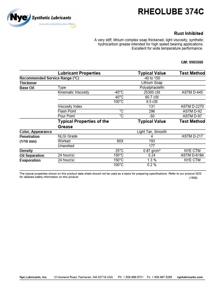 TDS SHORT English RHEOLUBE+374C | PDF
