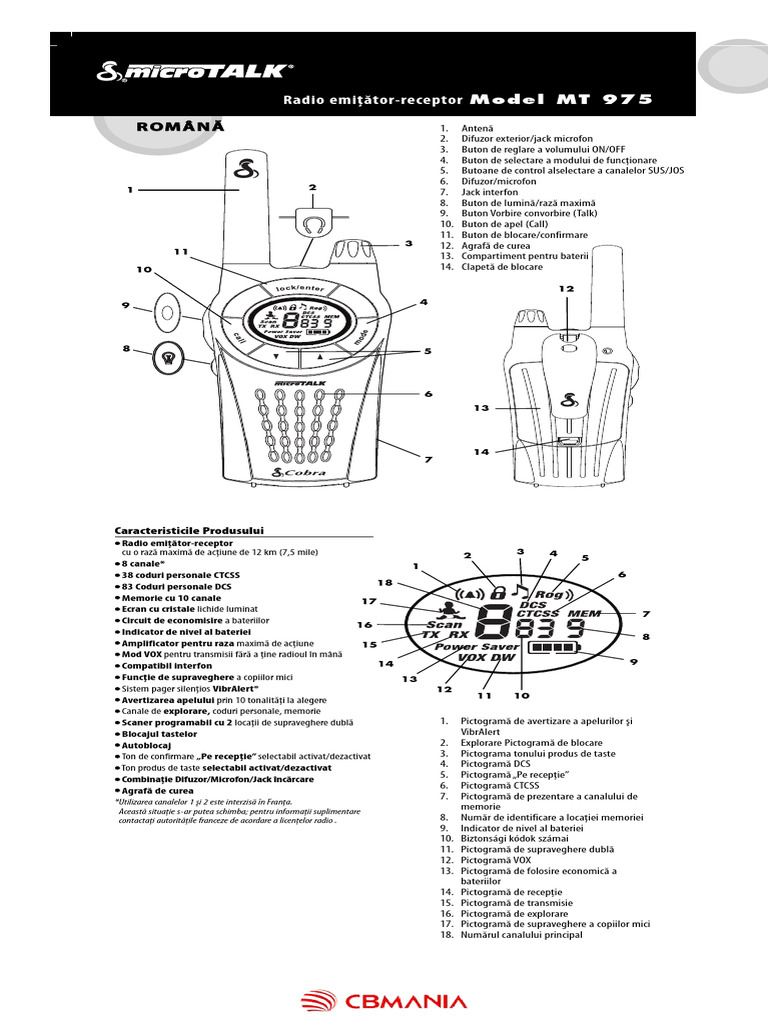 Statie Cobra MT975 | PDF