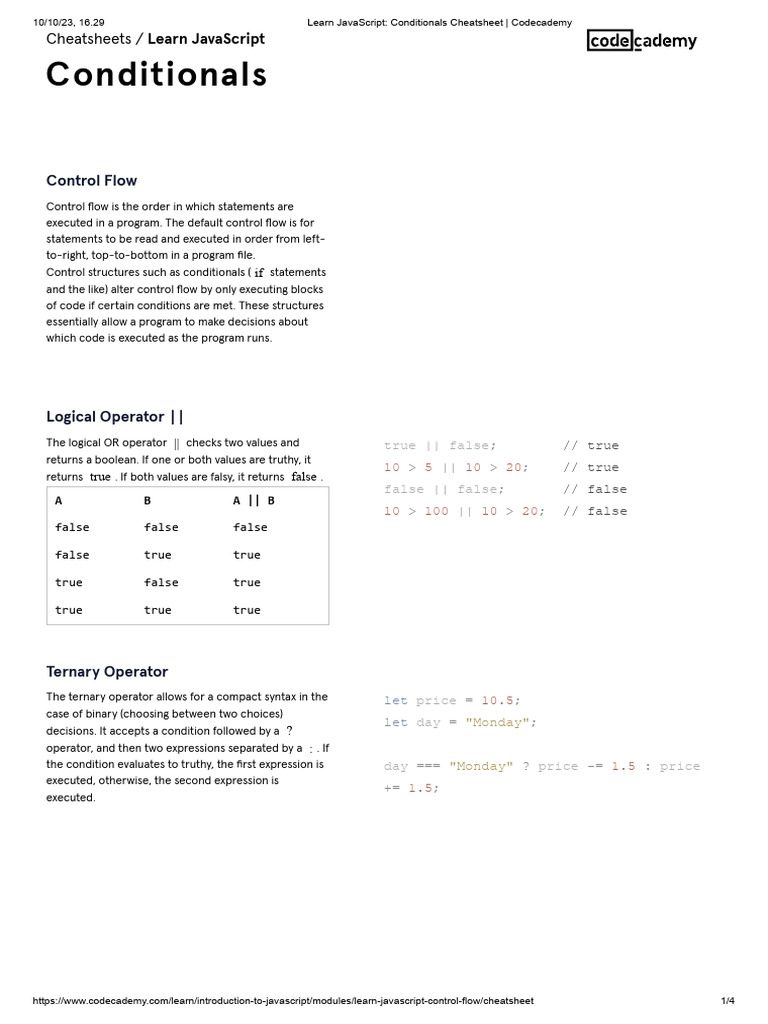 Ca Js Conditionals | PDF | Boolean Data Type | Syntax (Logic) Ca Js Conditionals | PDF | Boolean Data Type | Syntax (Logic)
