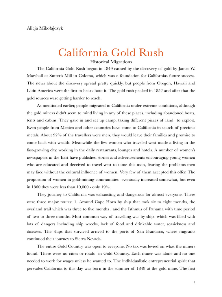 California Gold Rush: Migration & Impact | PDF | Social Science | History