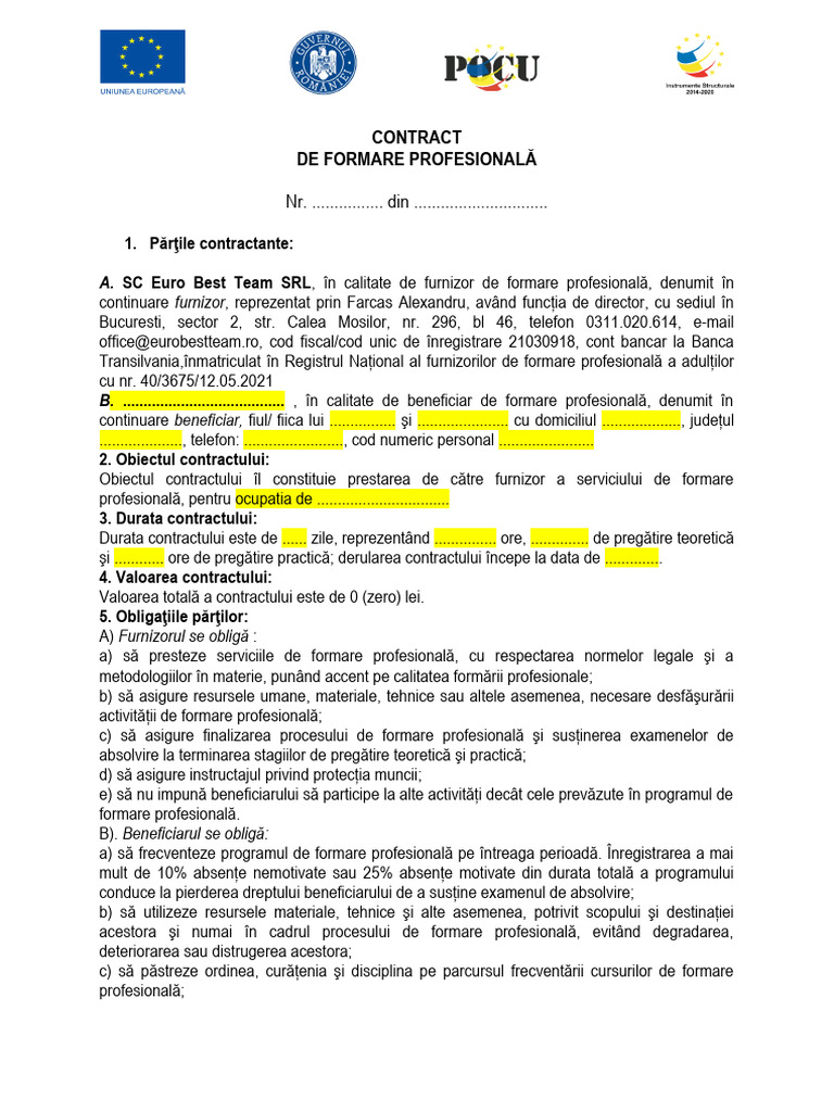 Contract Formare | PDF