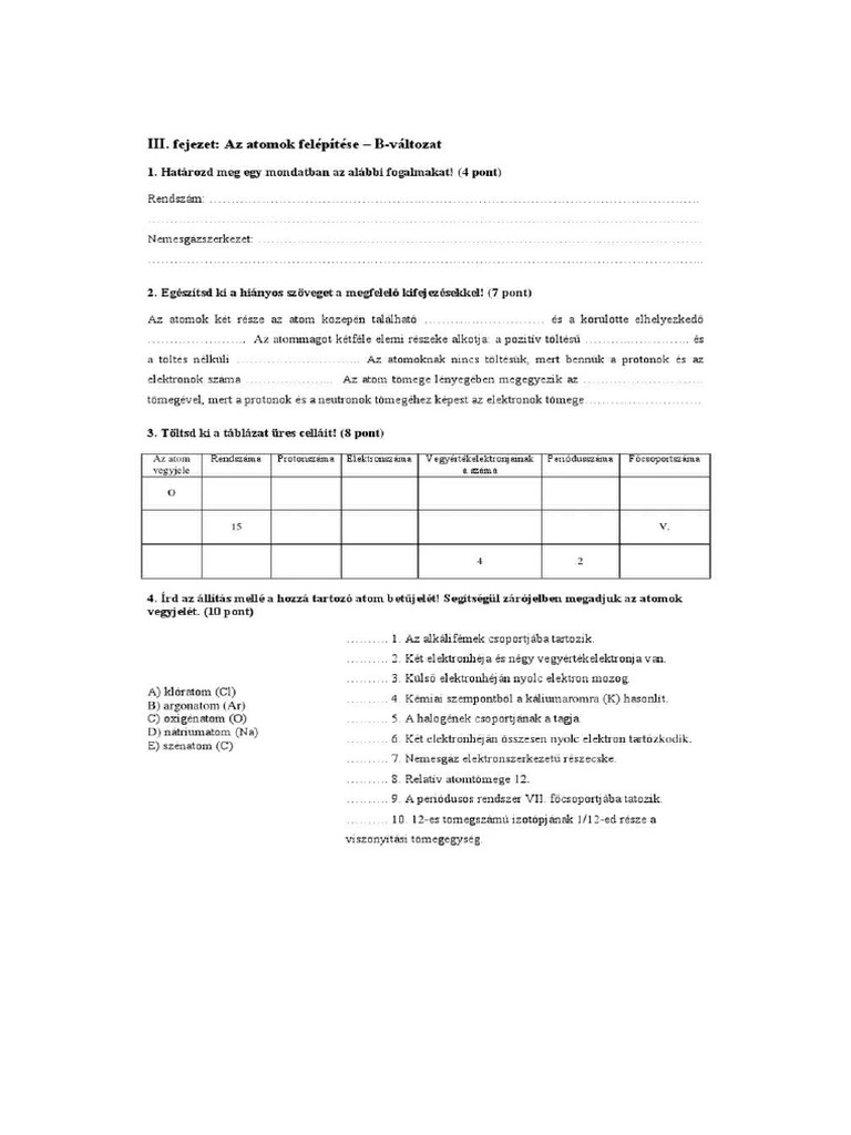 atomok felépítése | PDF