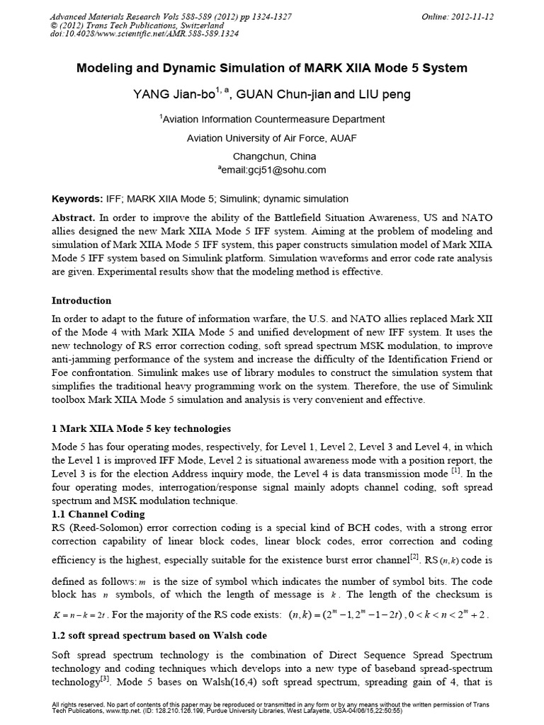Mark XIIA Mode 5 IFF System Simulation | PDF