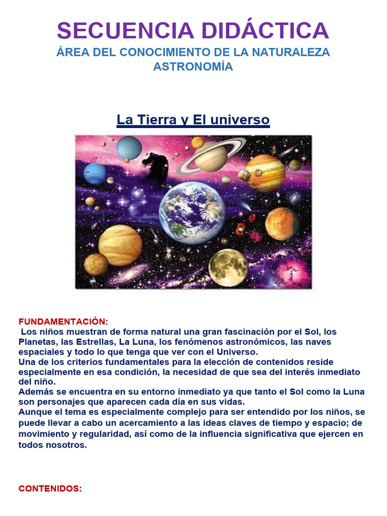 Secuencia La Tierra y El Universo.docx | PDF | Luna | Dom