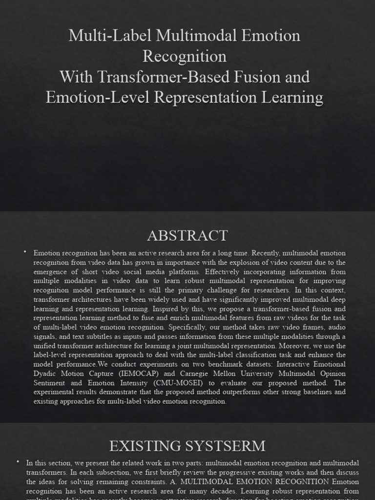 Multi-Label Multimodal Emotion Recognition | PDF | Emotions | Systems ...