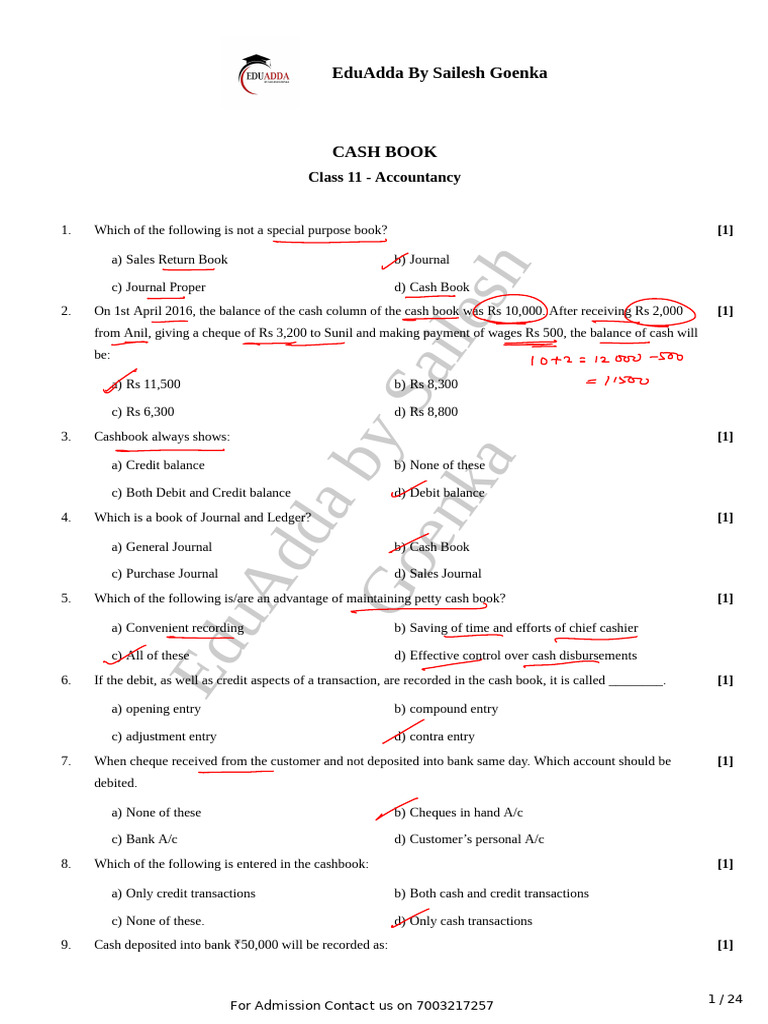 Cash Book Question | PDF