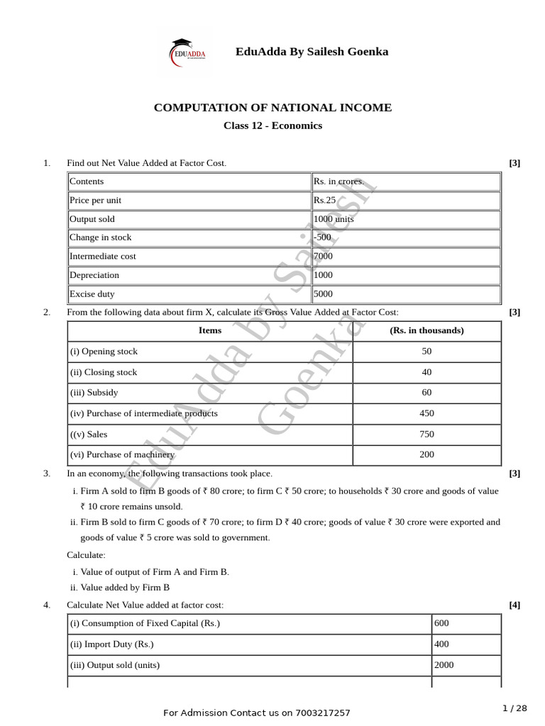 National Income Computation Guide | PDF
