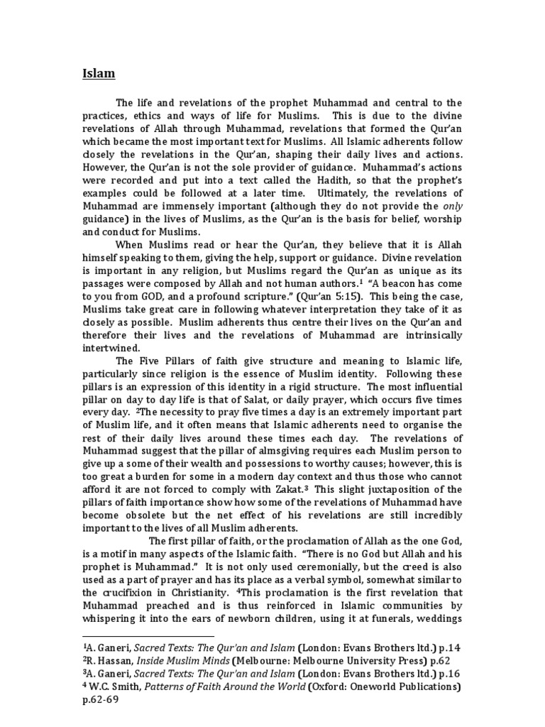 Islam Essay | PDF | Revelation | Quran