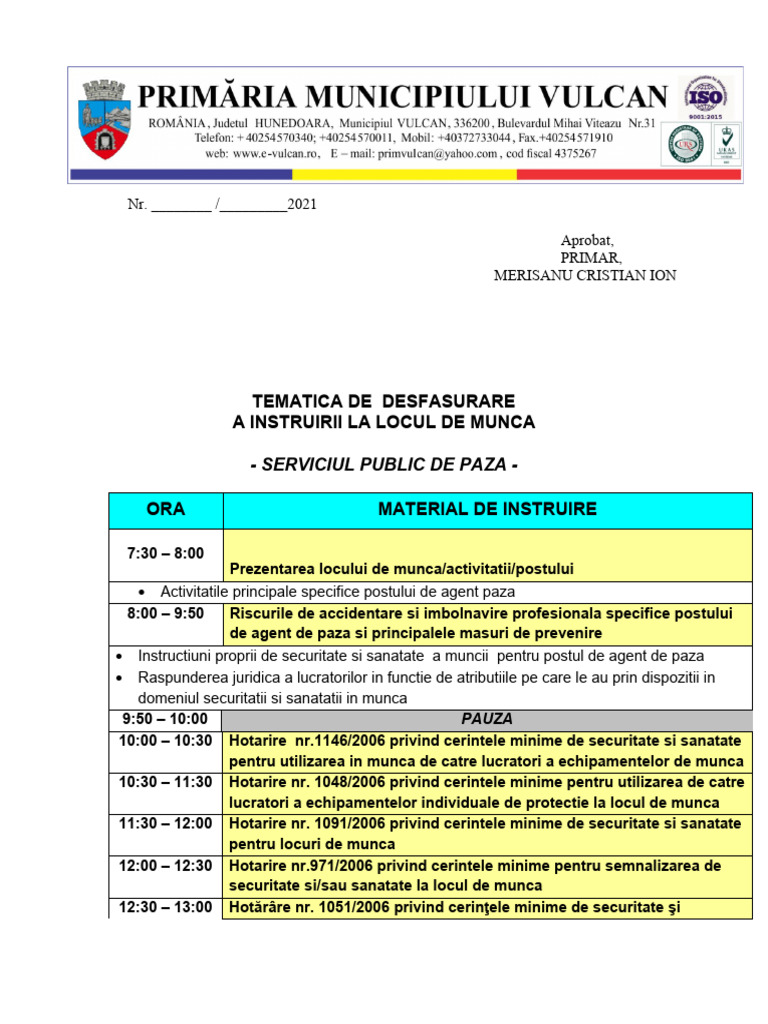 Tematica La Locul de Munca | PDF
