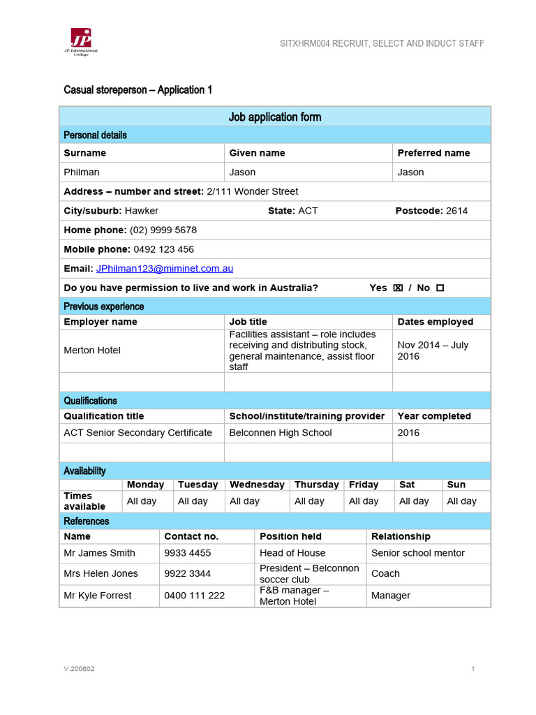 Assessment D Application Forms | PDF | Business