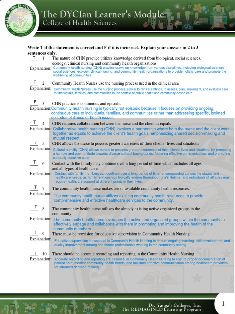 CHN II Module 1 Activity | PDF | Nursing | Health Care